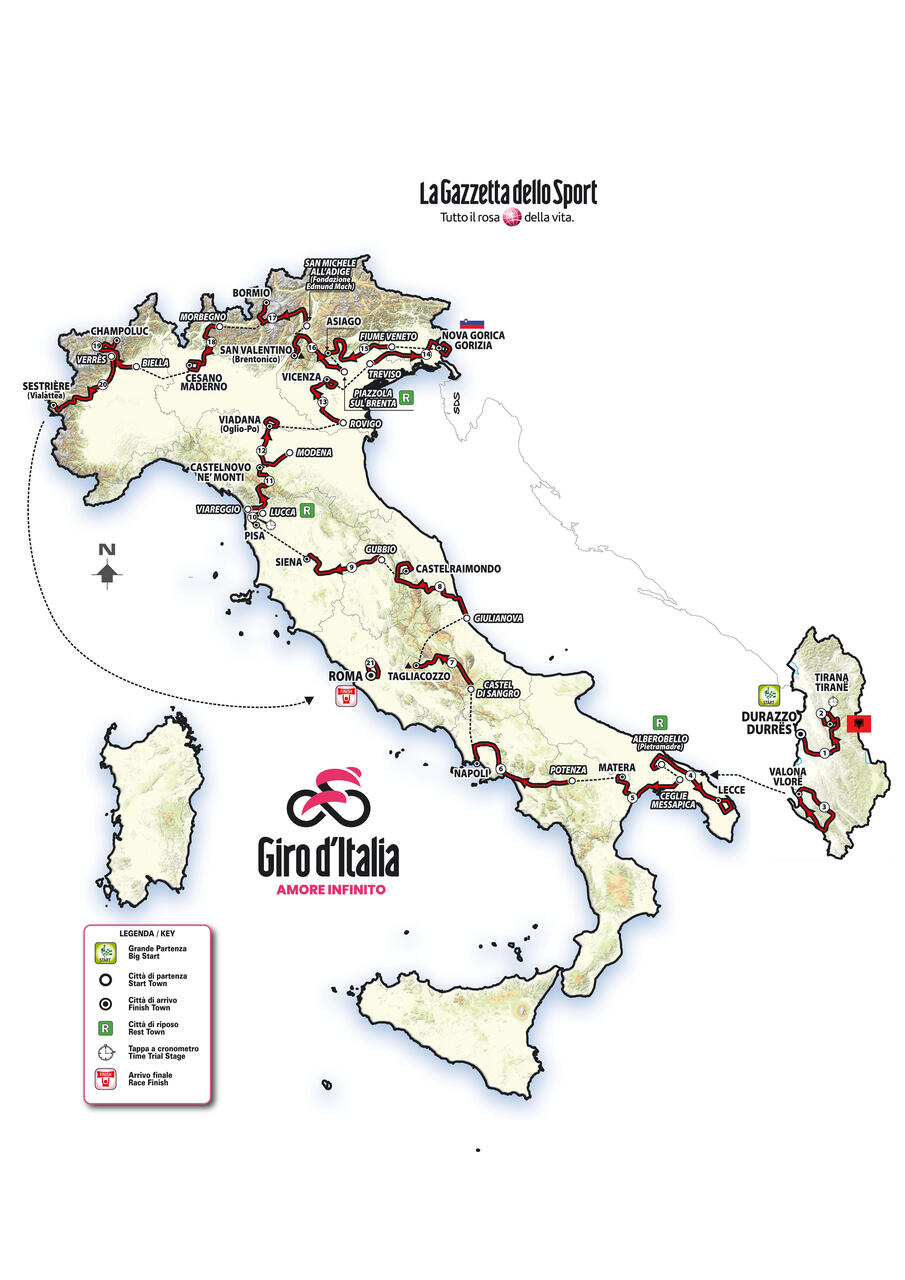 Giro d'Italia 2025: il percorso, le tappe e le altimetrie